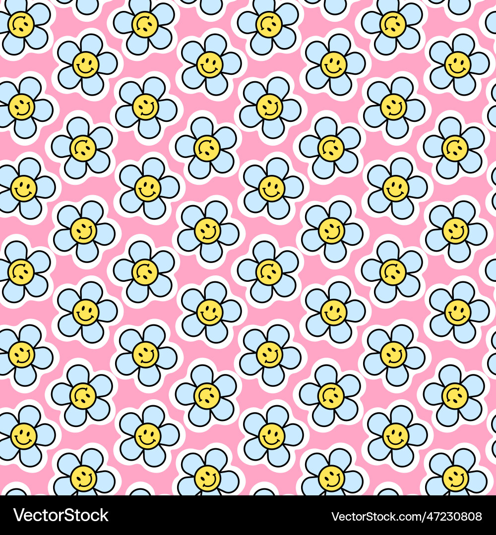 Retro Daisy Flower Pattern Royalty Free Vector Image