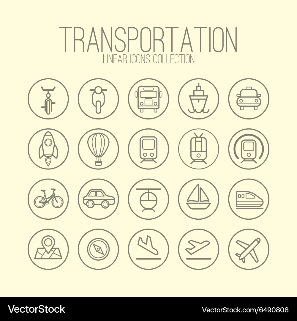 Transportation linear icons collection Royalty Free Vector