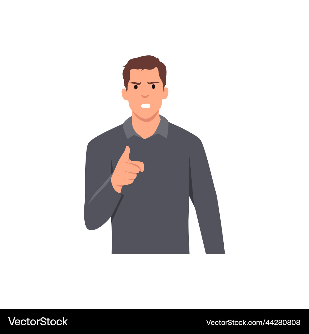 Young man angry and pointing his finger at you Vector Image