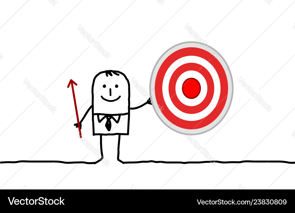 Cartoon businessman with target and arrow Vector Image