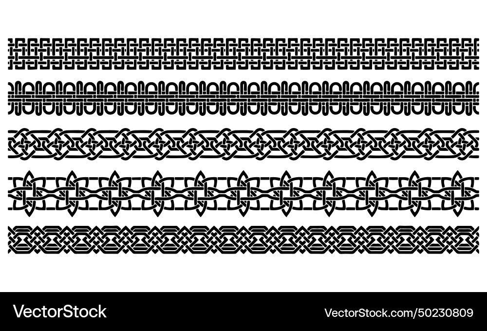 Celtic seamless border pattern collection irish Vector Image
