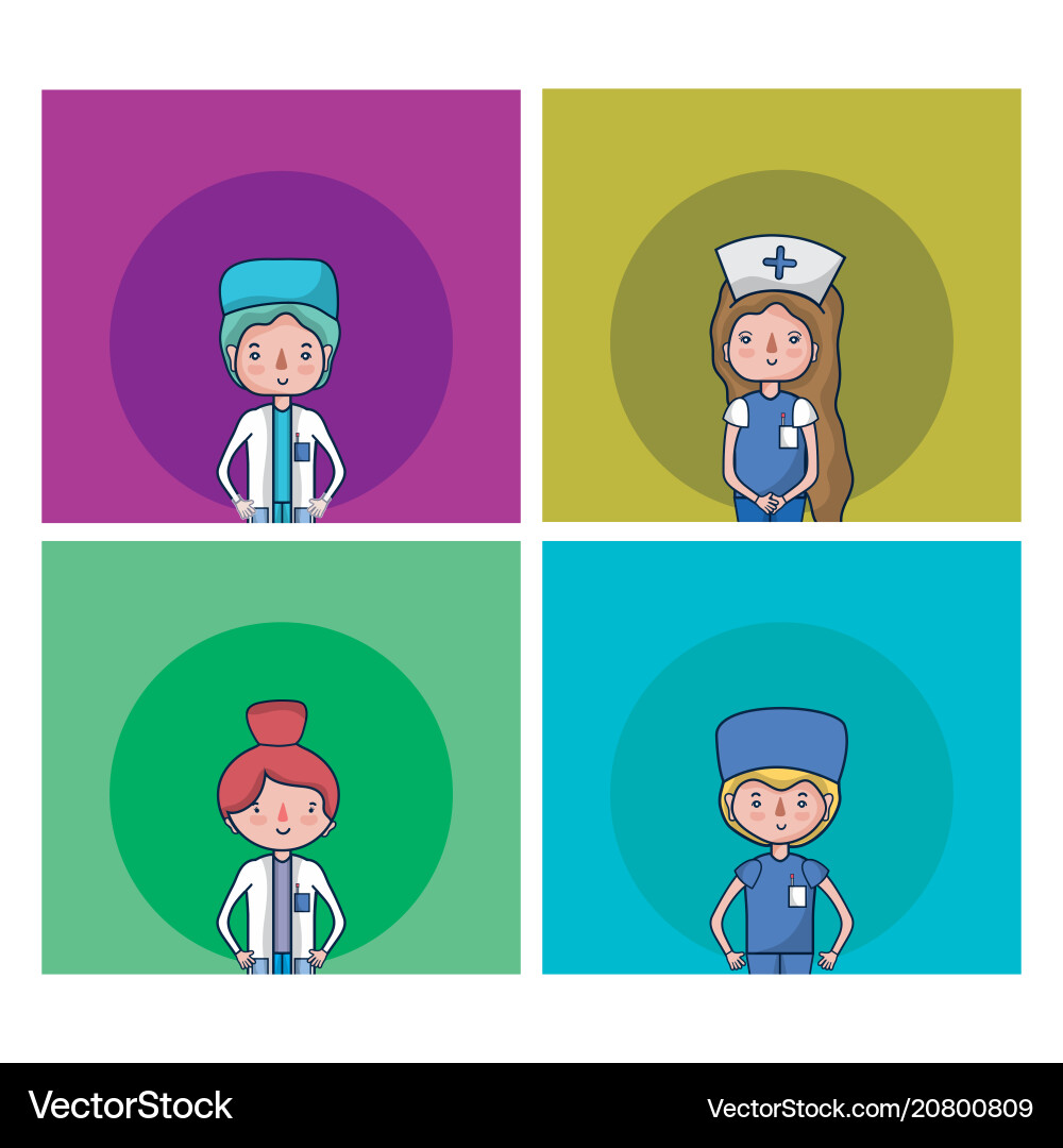 Cute medical team cartoons Royalty Free Vector Image