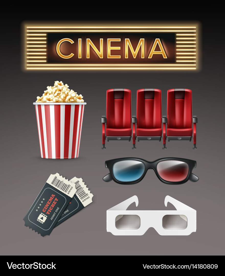 Different cinema stuff Royalty Free Vector Image