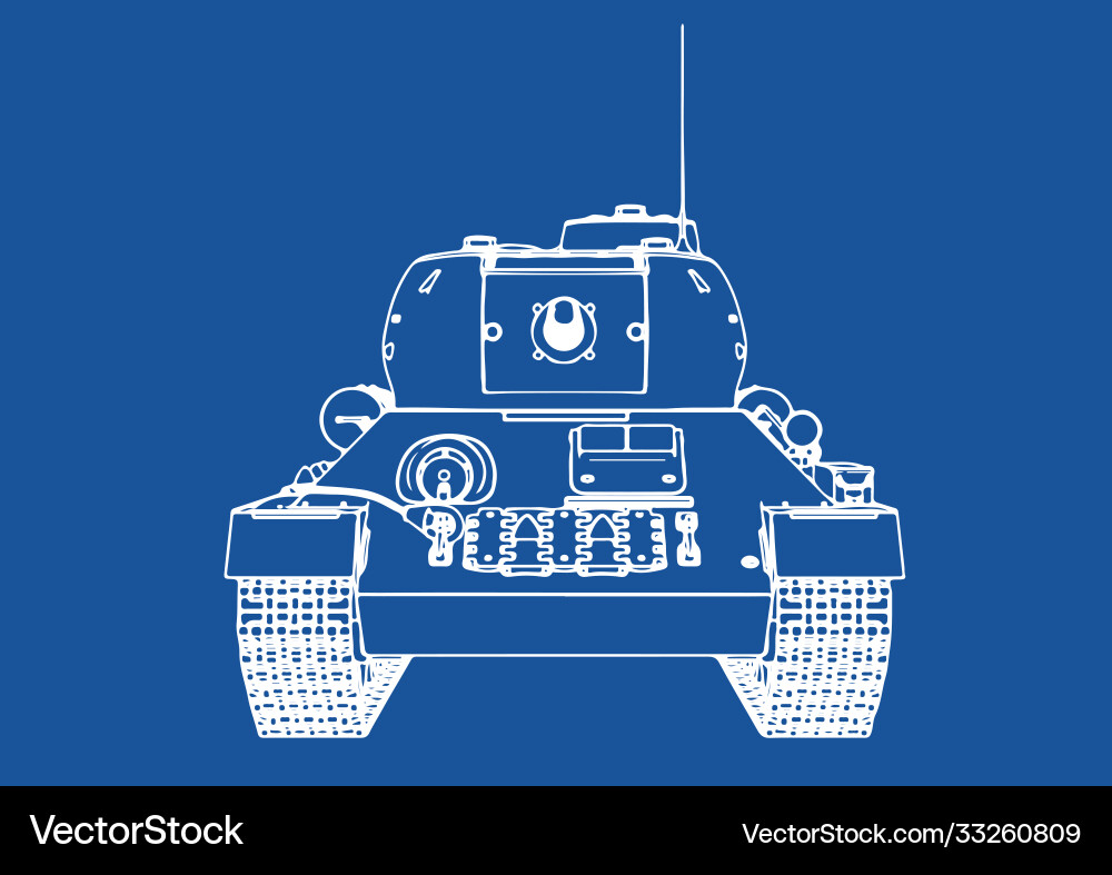 Drawing a tank on blue background Royalty Free Vector Image