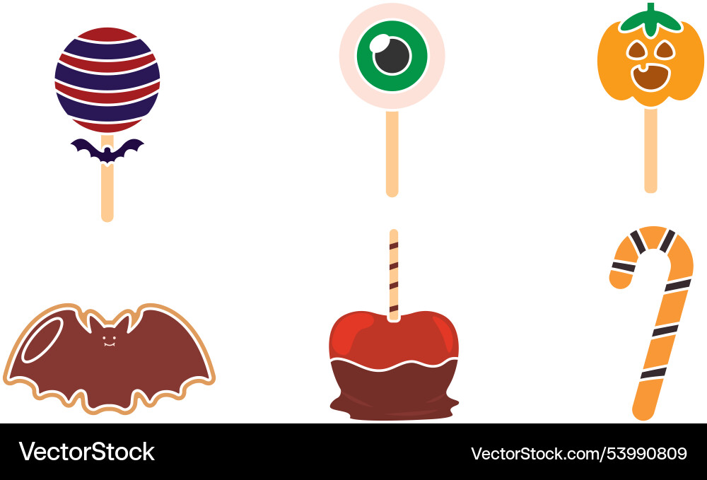 Halloween candy icons collection with spooky Vector Image