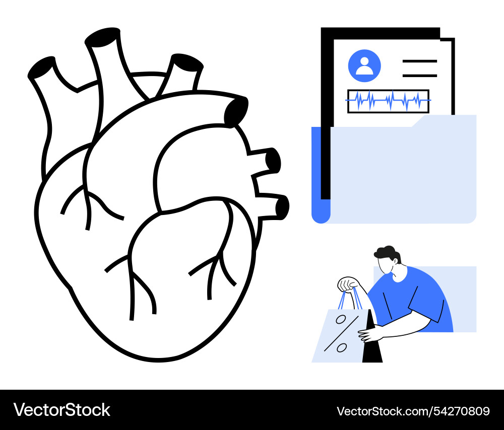 Human heart anatomy with medical documents Vector Image