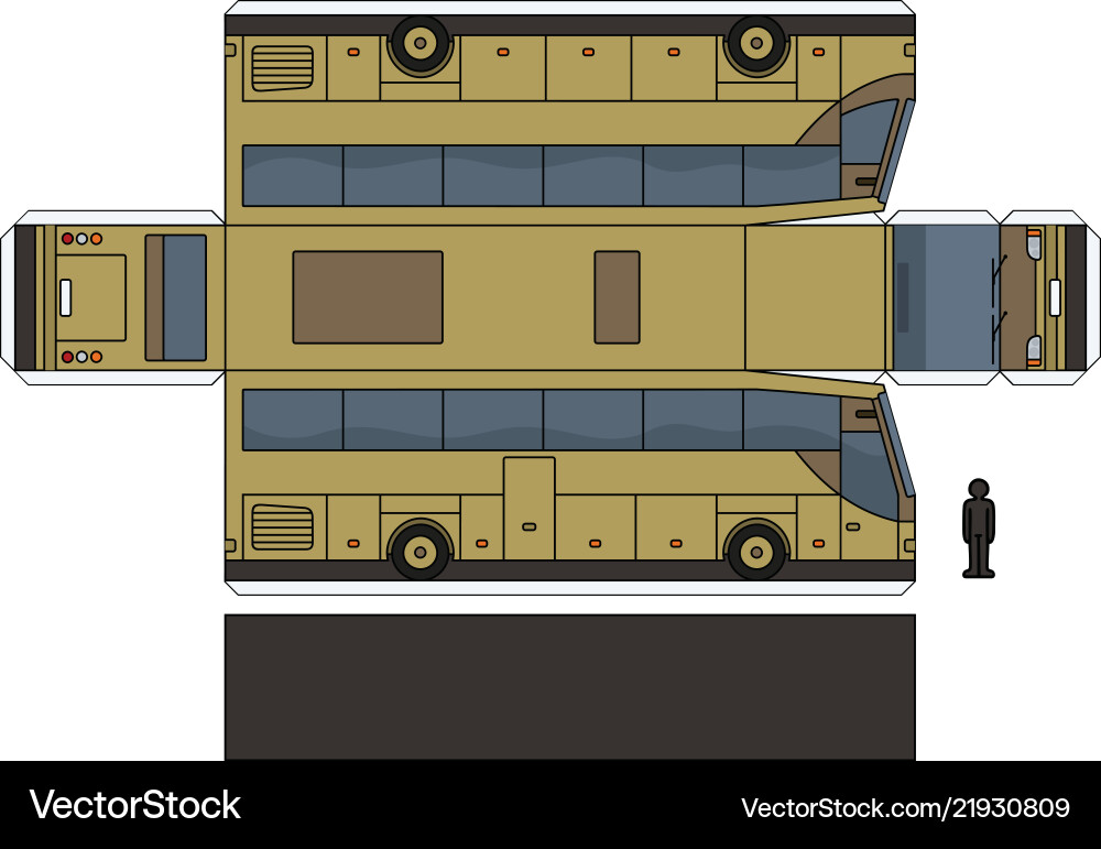 Paper model of a beige coach Royalty Free Vector Image