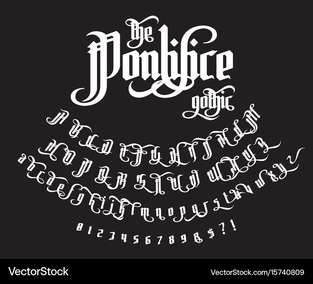Pontifice Gothic Label Font Royalty Free Vector Image