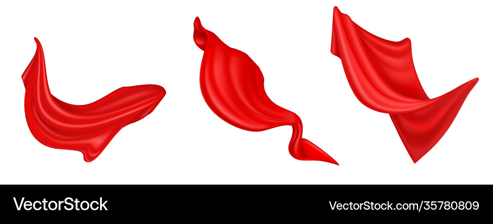 Realistic flying red silk fabric Royalty Free Vector Image