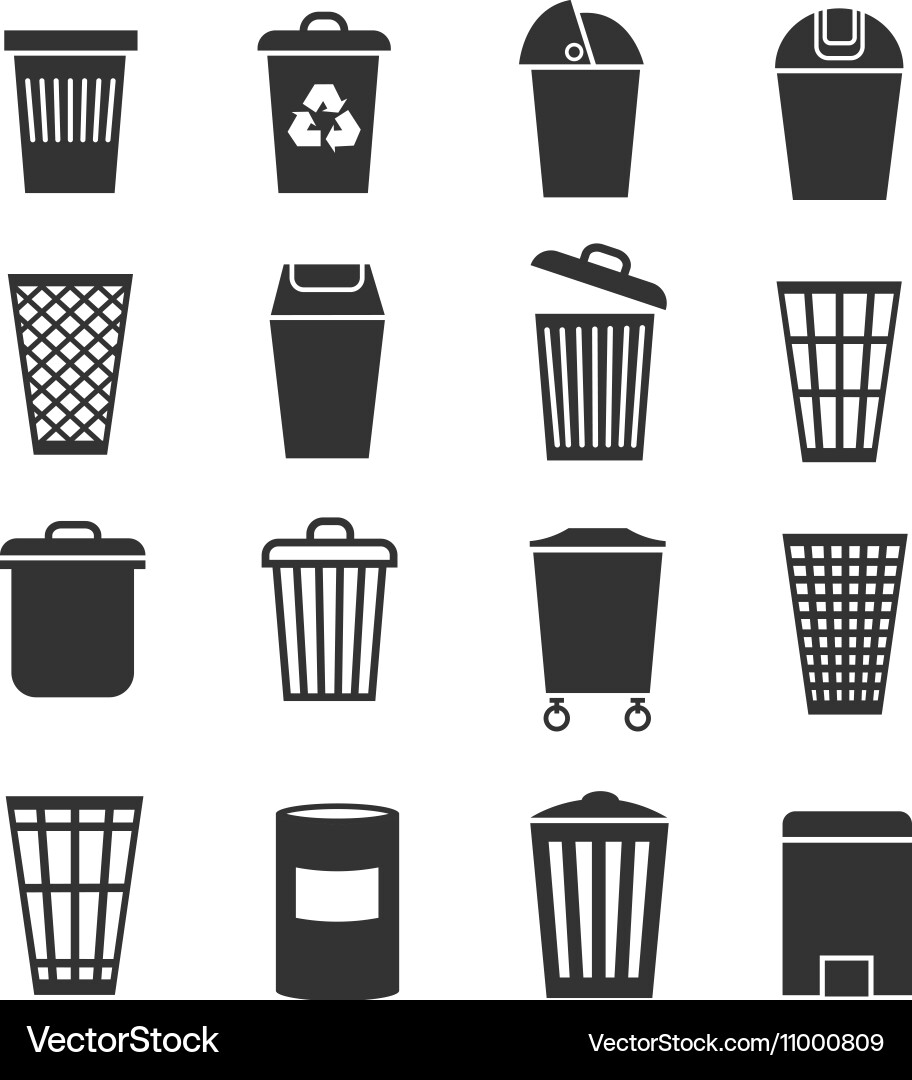 Trash can waste basket and bin garbage Royalty Free Vector