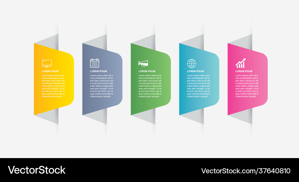 5 data infographics tab paper index template Vector Image