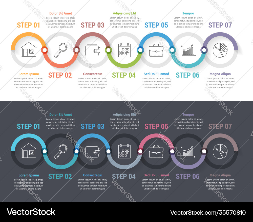 7 steps infographics Royalty Free Vector Image