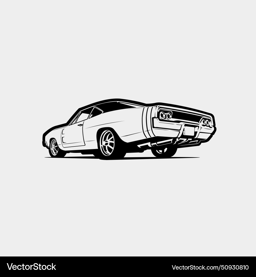 American muscle car rear view Royalty Free Vector Image