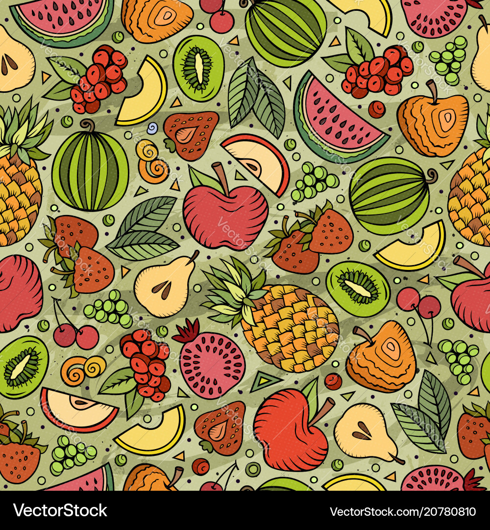 Cartoon hand-drawn diet food seamless pattern Vector Image
