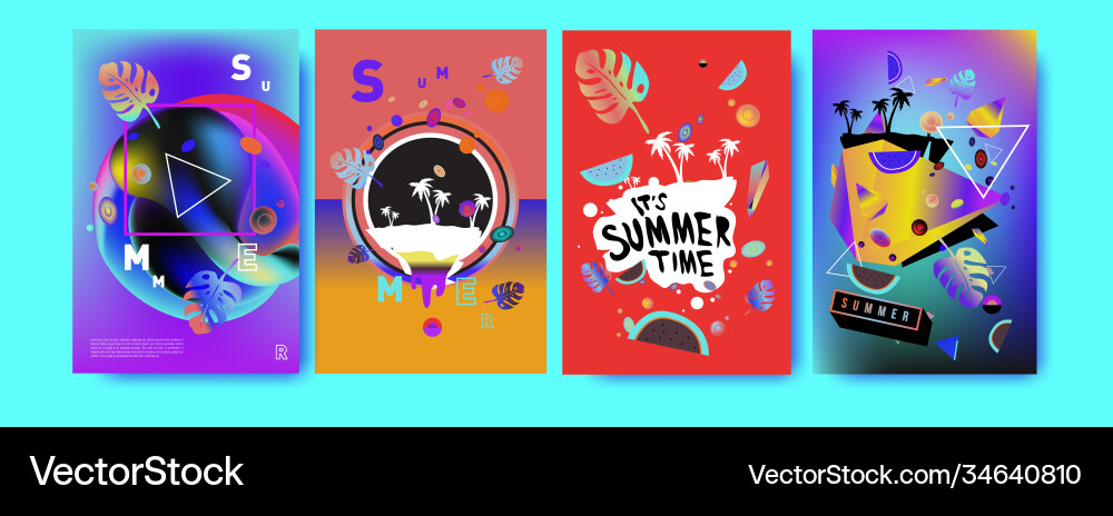 Colorful summer poster set tropical design Vector Image
