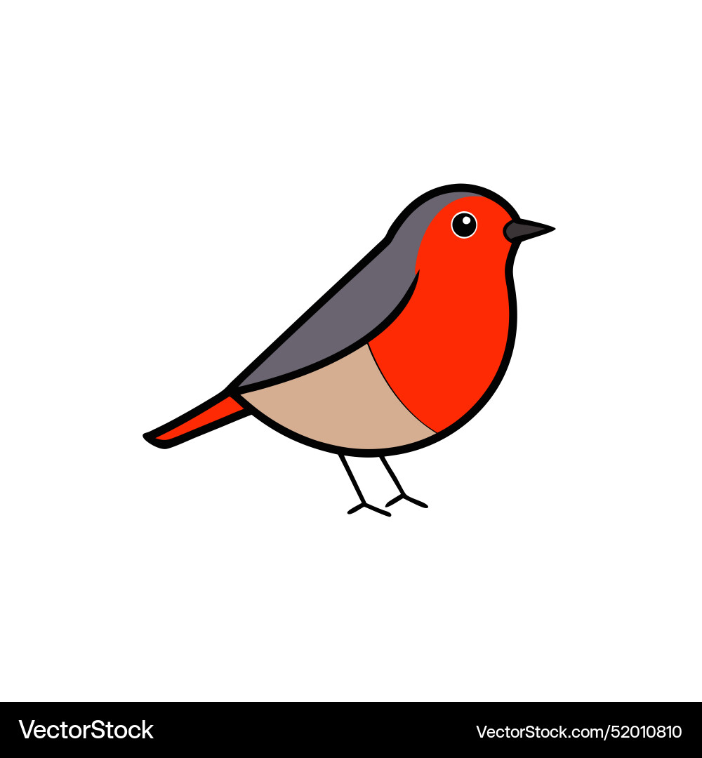 European robin bird goes icon Royalty Free Vector Image