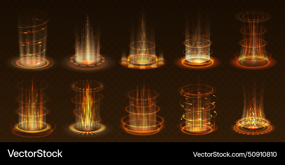 Golden level up energy realistic set Royalty Free Vector