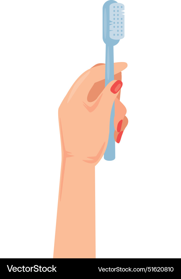 Left hand holding toothbrush Royalty Free Vector Image