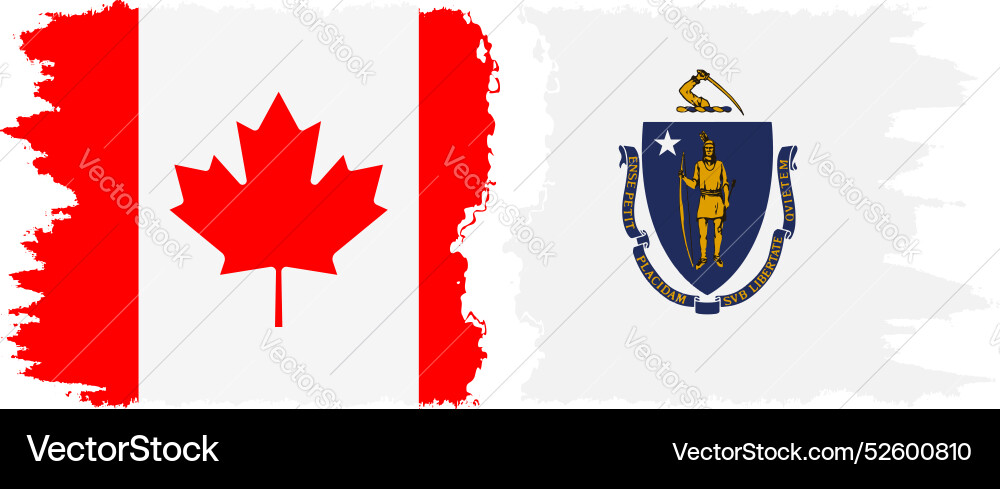 Massachusetts and canada grunge brush flags Vector Image