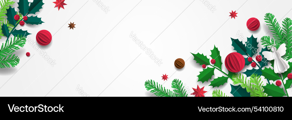 Paper cut template christmas greeting card Vector Image