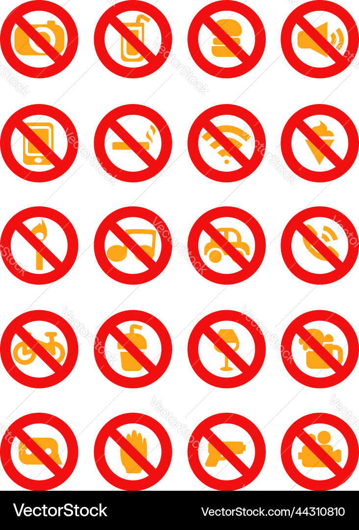 Prohibition signs icon pack on a white background Vector Image