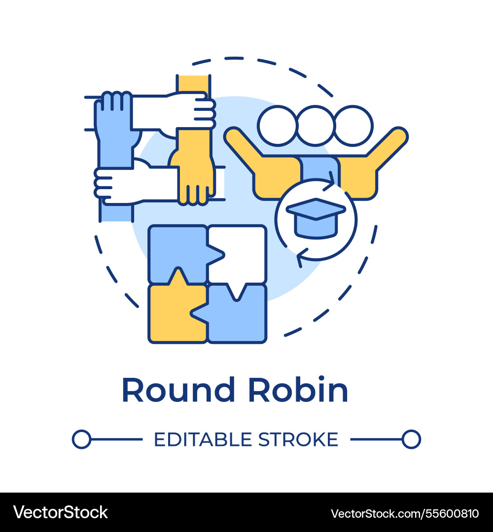 Round robin multi color concept icon Royalty Free Vector