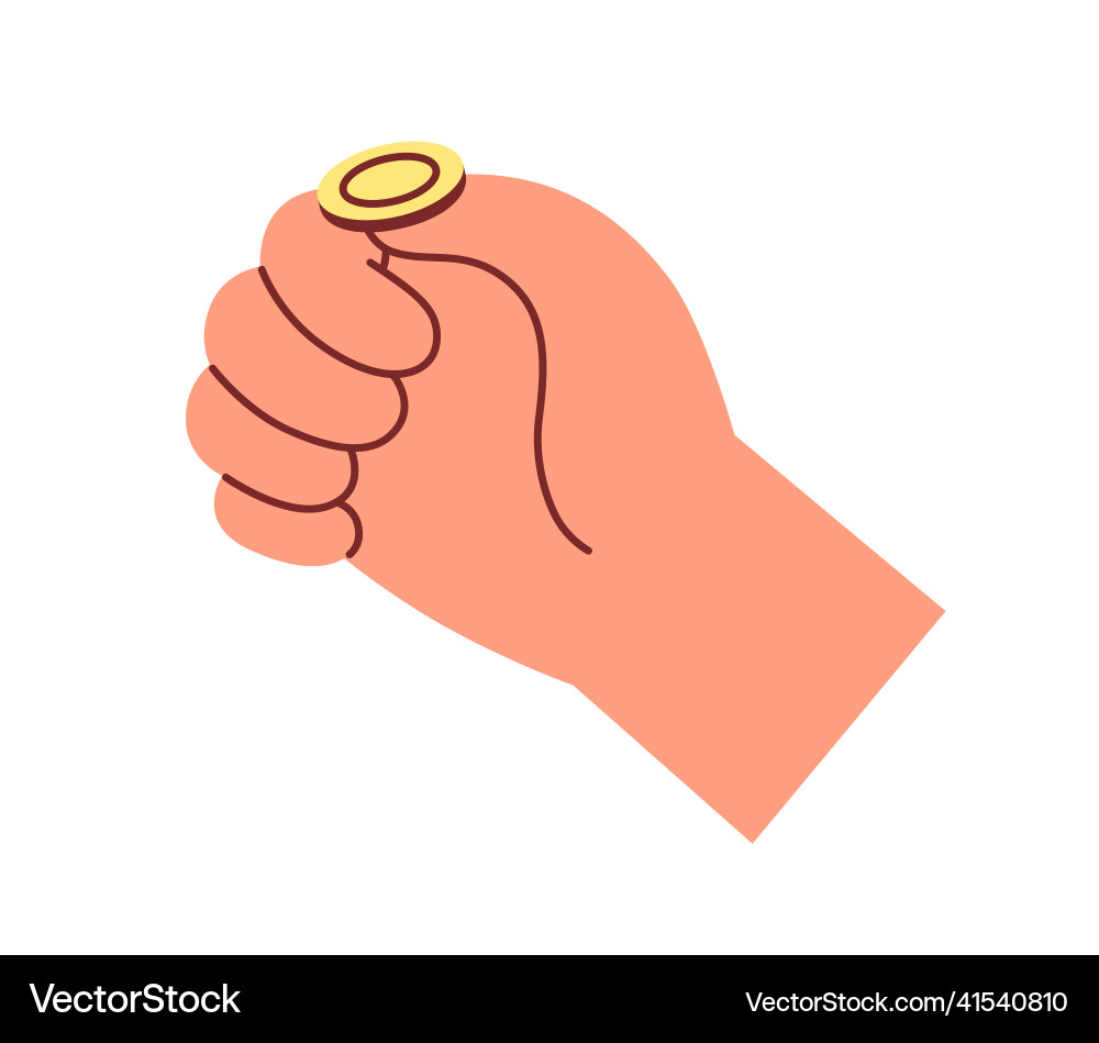 Toss-up with gold coin hand flipping throwing Vector Image