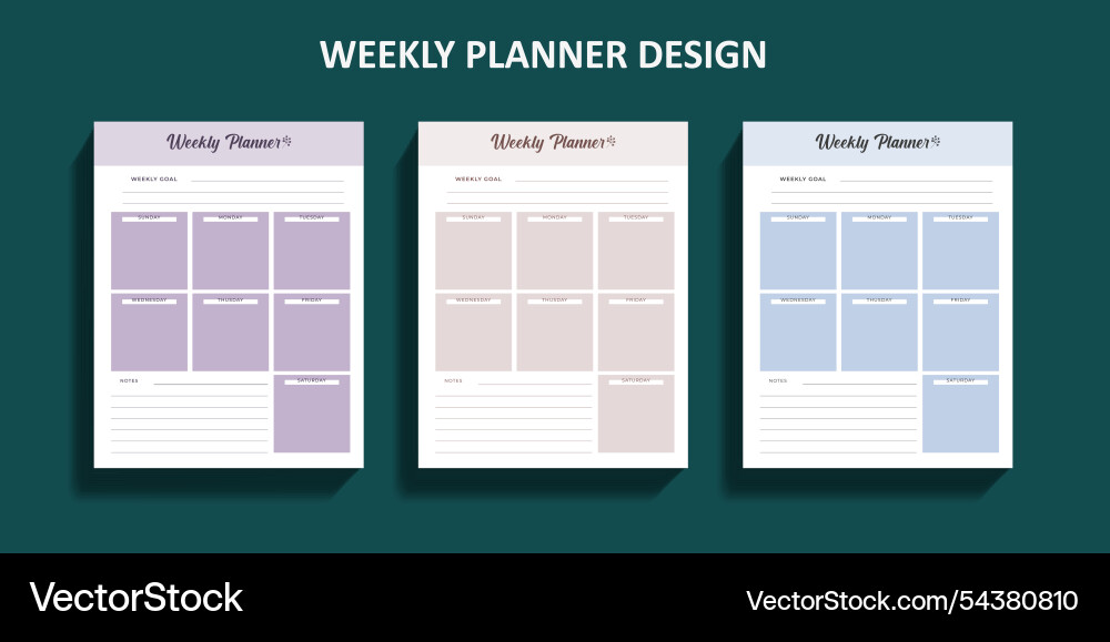 Weekly planner template modern layout design Vector Image