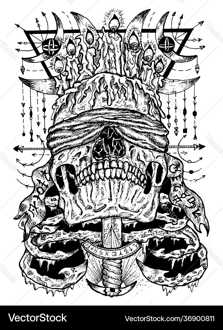 Blind Skull with Sacred Geometry Royalty Free Vector Image