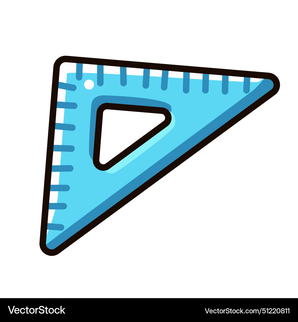 Blue triangle ruler icon in cartoon style Vector Image
