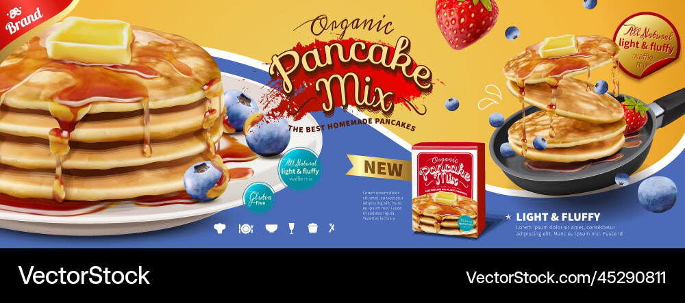 Fluffy pancake banner ads Royalty Free Vector Image