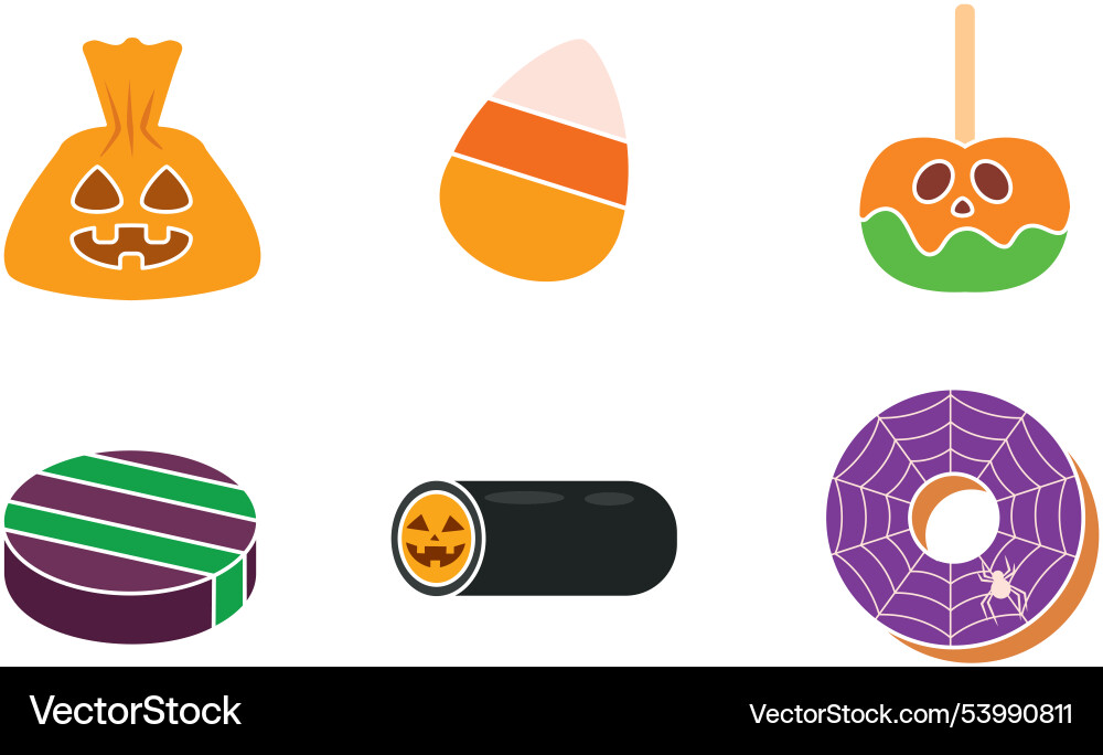 Halloween candy icons collection with spooky Vector Image