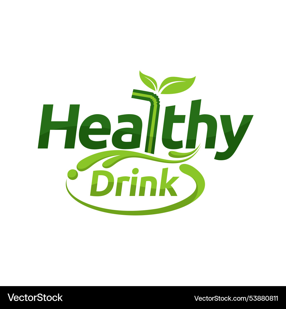 Healthy drink logo lettering Royalty Free Vector Image