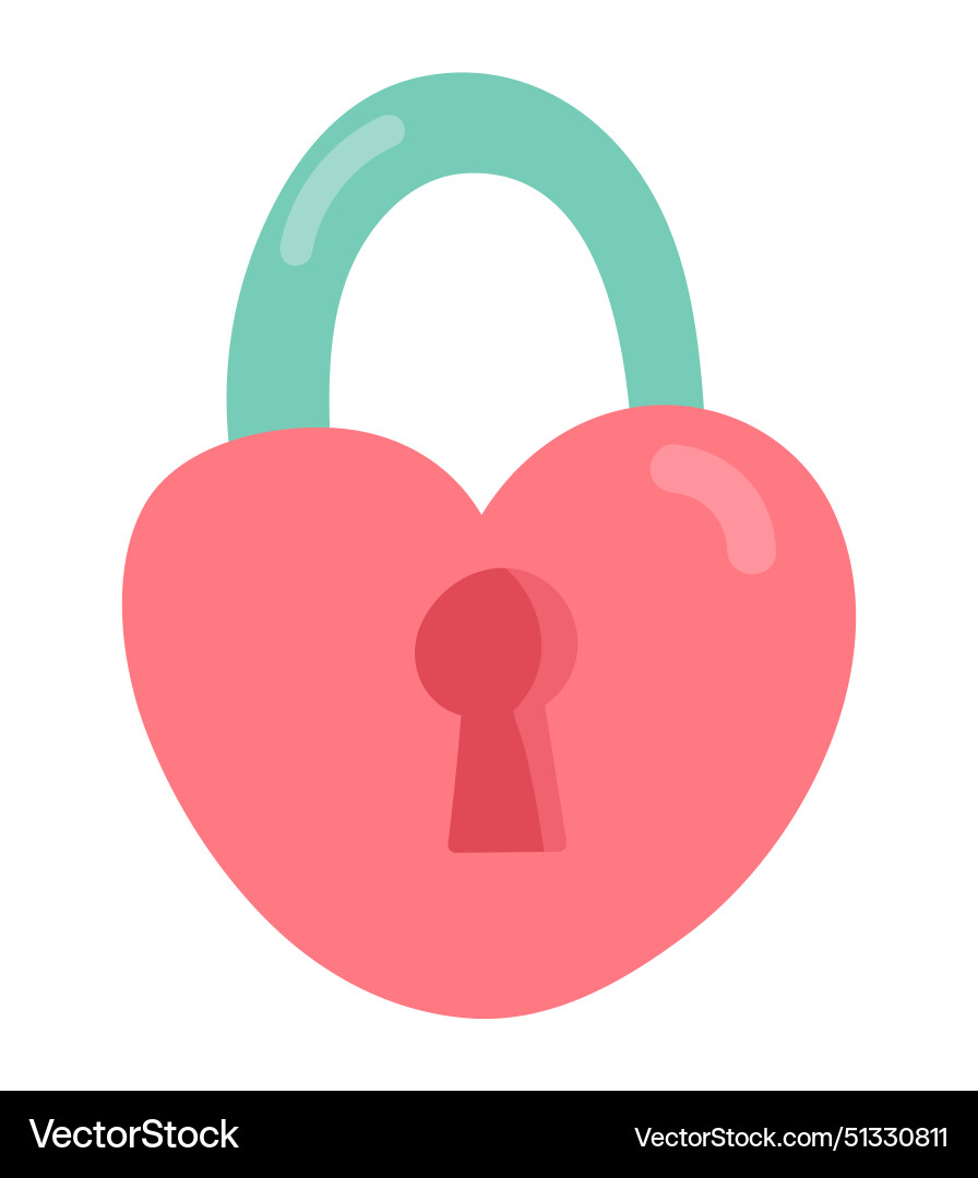 Heart shape padlock in flat design romance Vector Image