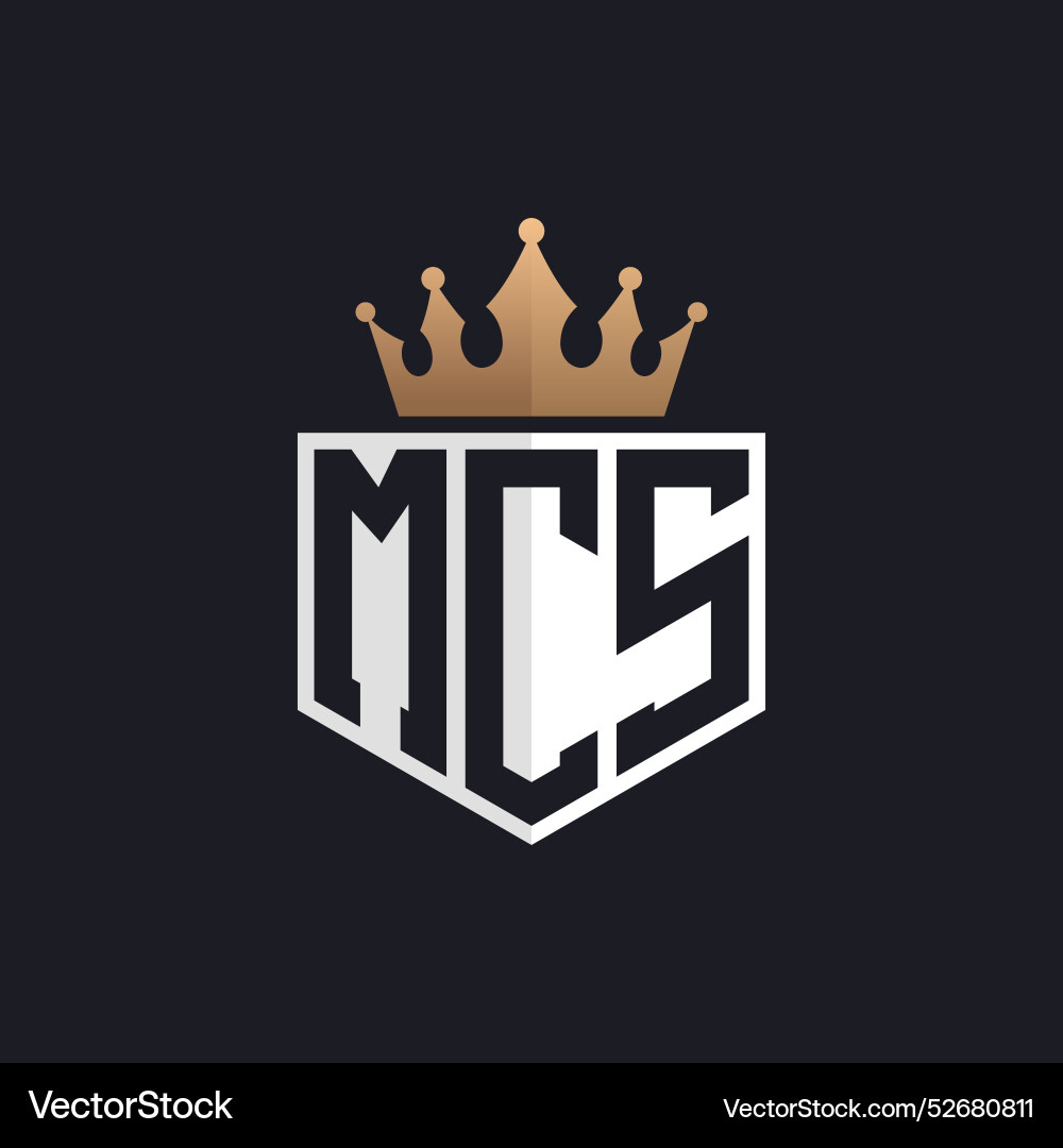 Luxury mcs logo with crown elegant initials Vector Image