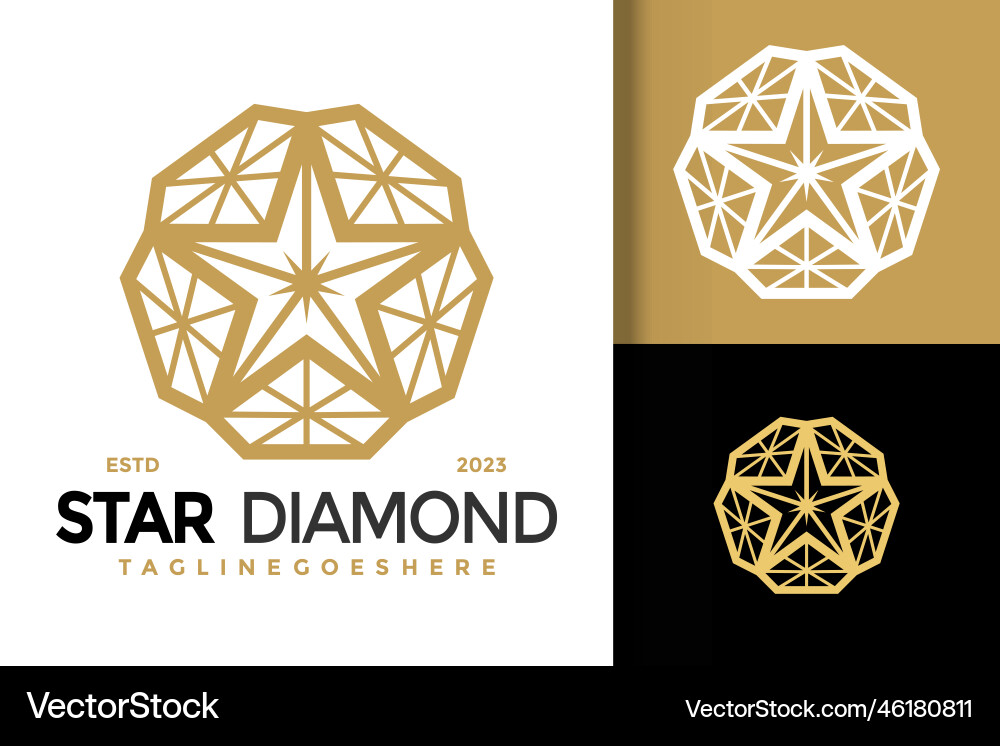 Luxury star diamond jewelry logo Royalty Free Vector Image
