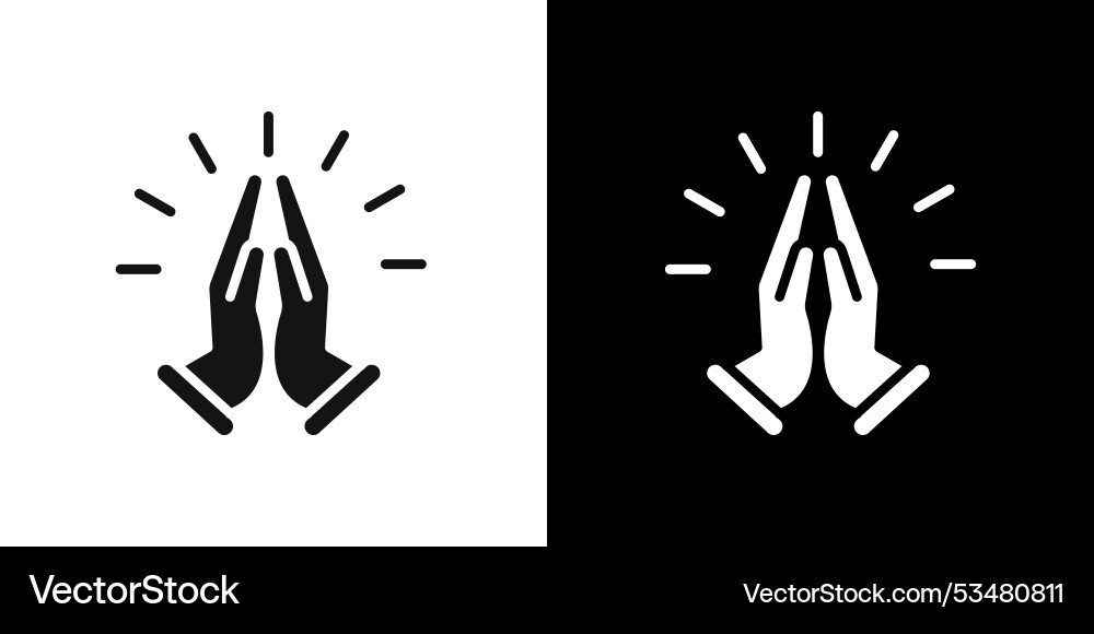 Pray icon flat set outline Royalty Free Vector Image