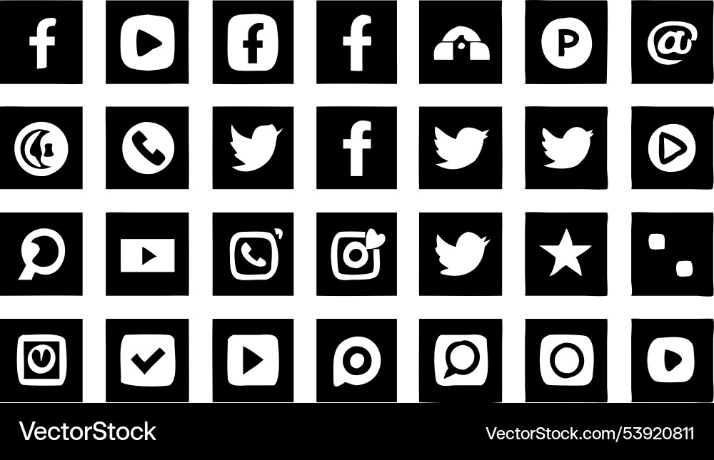 Social Media Icons Kunst Lizenzfreies Vektorbild