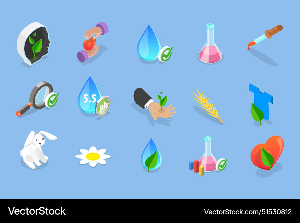 3d isometric flat of organic Royalty Free Vector Image