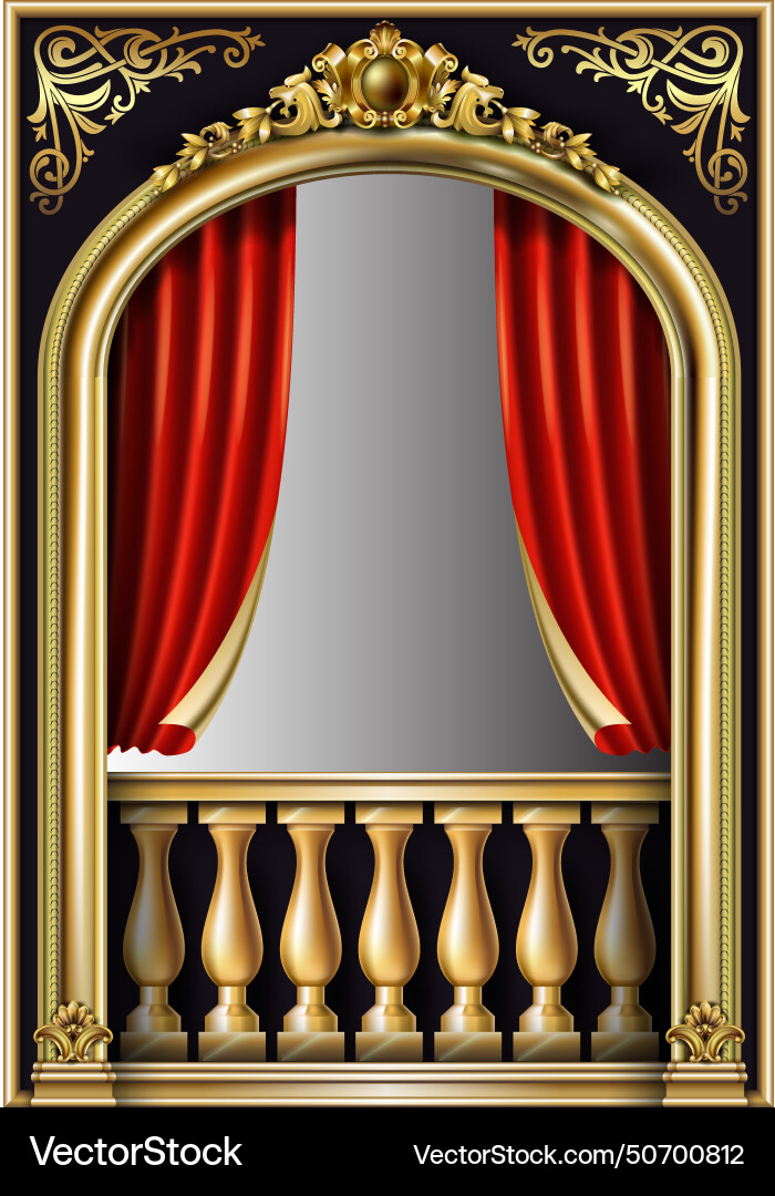 Baroque arched theatrical golden box Royalty Free Vector