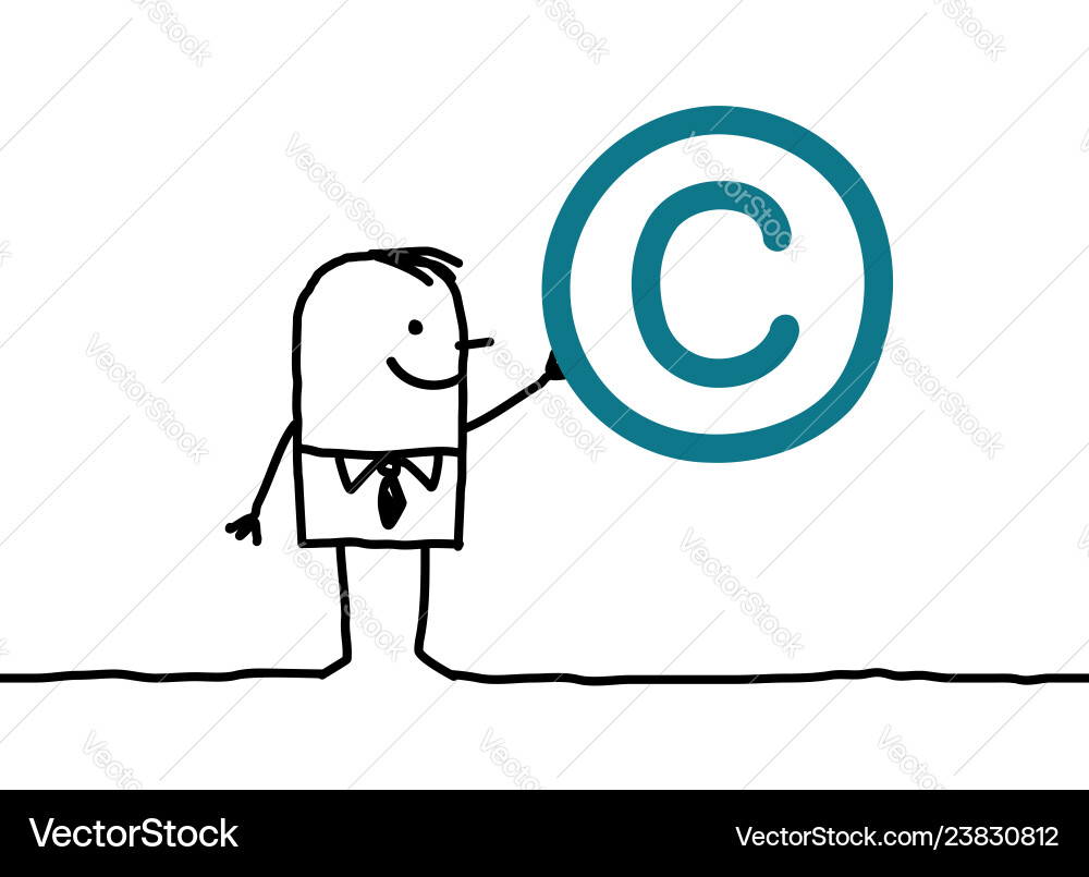 Cartoon man with copyright symbol Royalty Free Vector Image