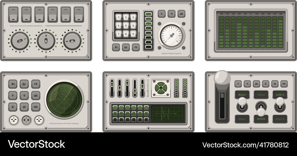 Control panels templates ui colored set buttons Vector Image