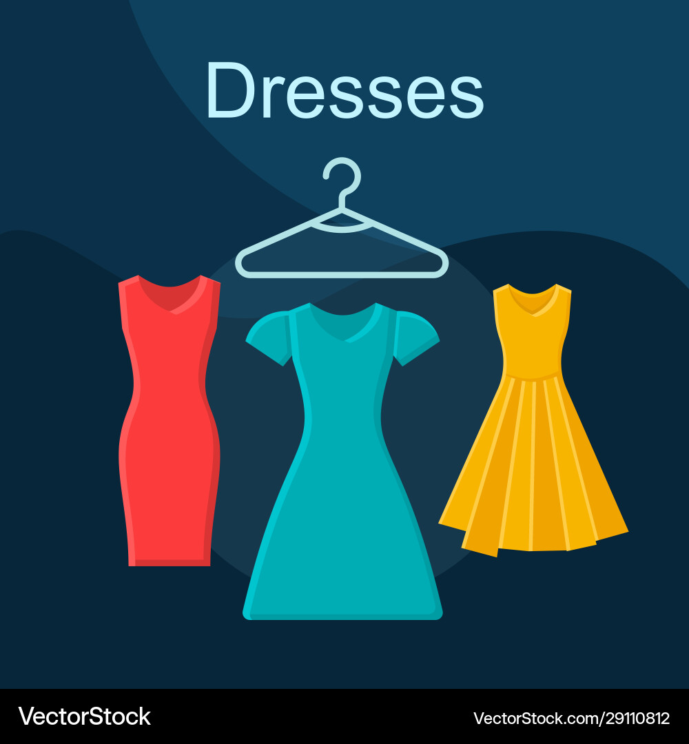 Dresses flat concept icon Royalty Free Vector Image