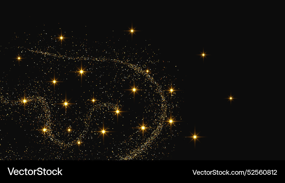 Gold glittering confetti wave and stardust Vector Image