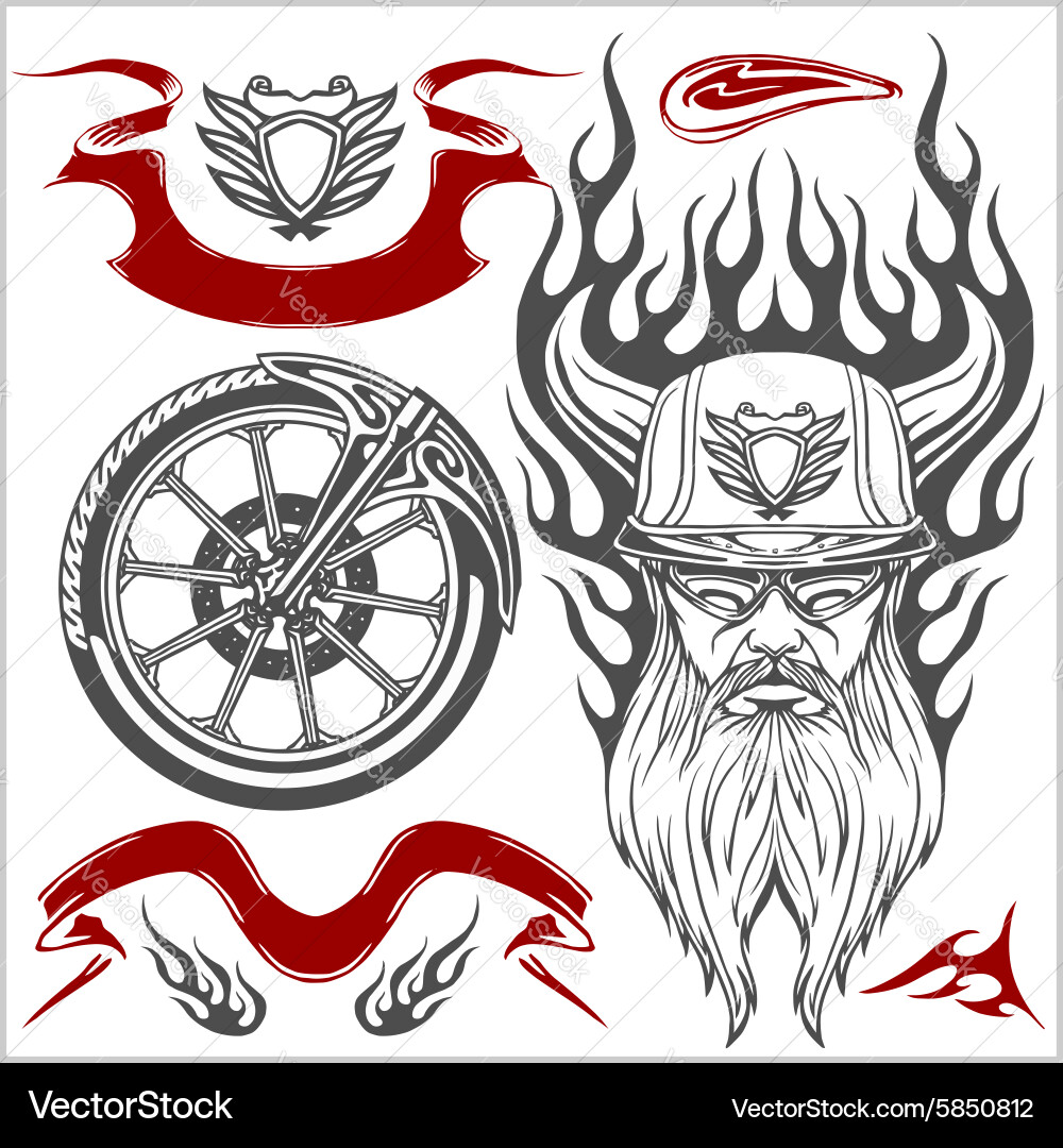 Motorcycle elements set Royalty Free Vector Image