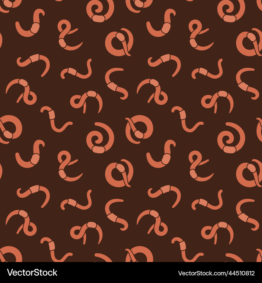 Red earthworm and worms colored seamless Vector Image
