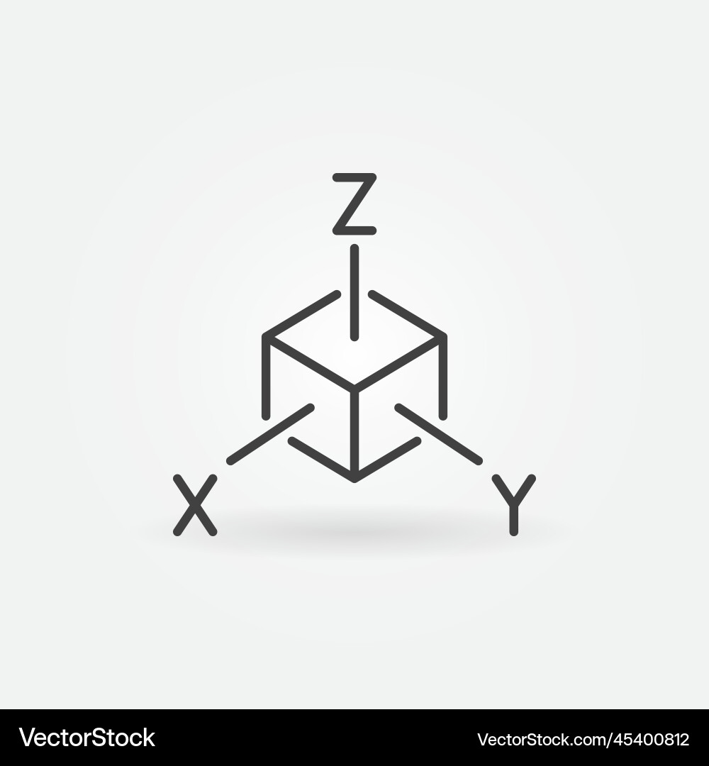 Xyz Axis Cube Tridimensional Coordinate Spaces Vector Image