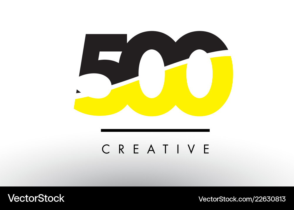 500 black and yellow number logo design Royalty Free Vector