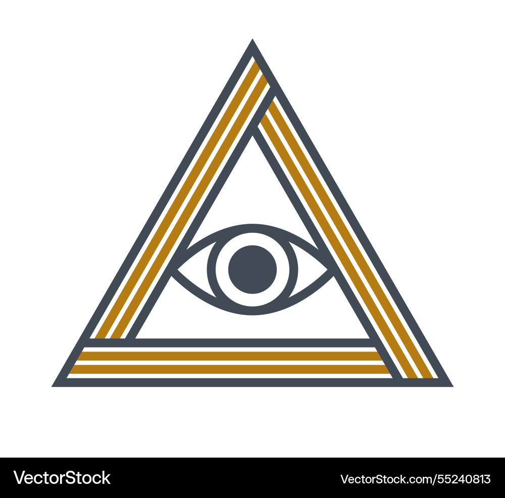 All seeing eye in triangle pyramid ancient symbol Vector Image