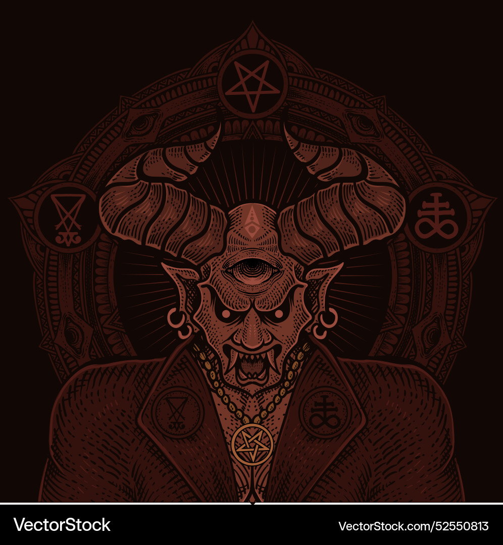 Badass demon with circle mandala Royalty Free Vector Image